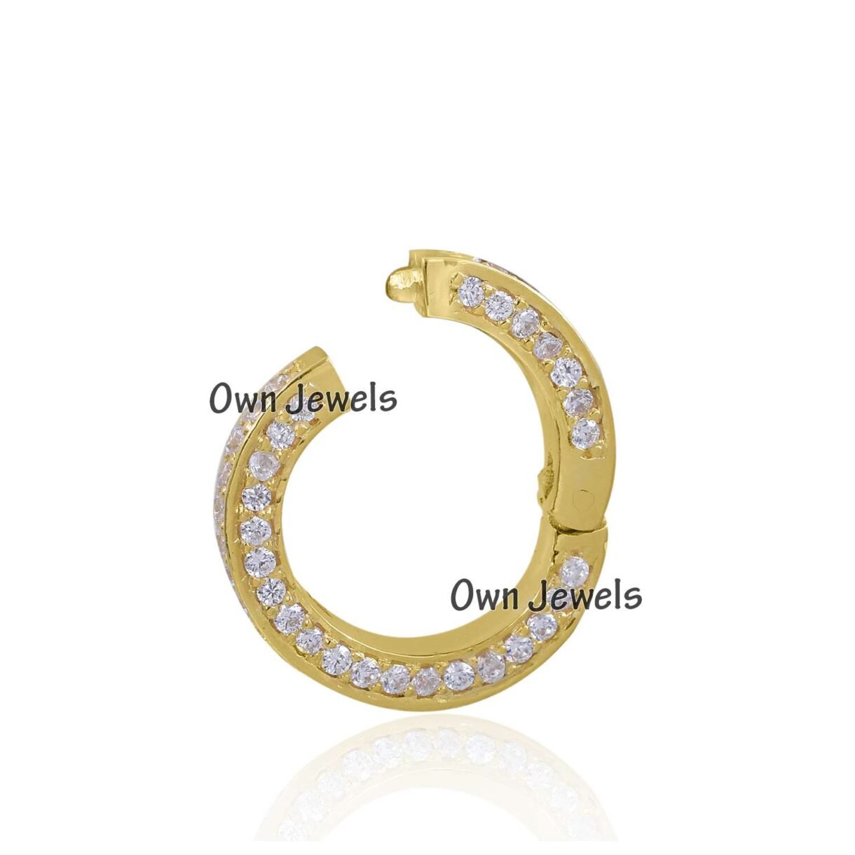 14k yellow gold push lock, diamond charms Holder connector lock | Artishan
